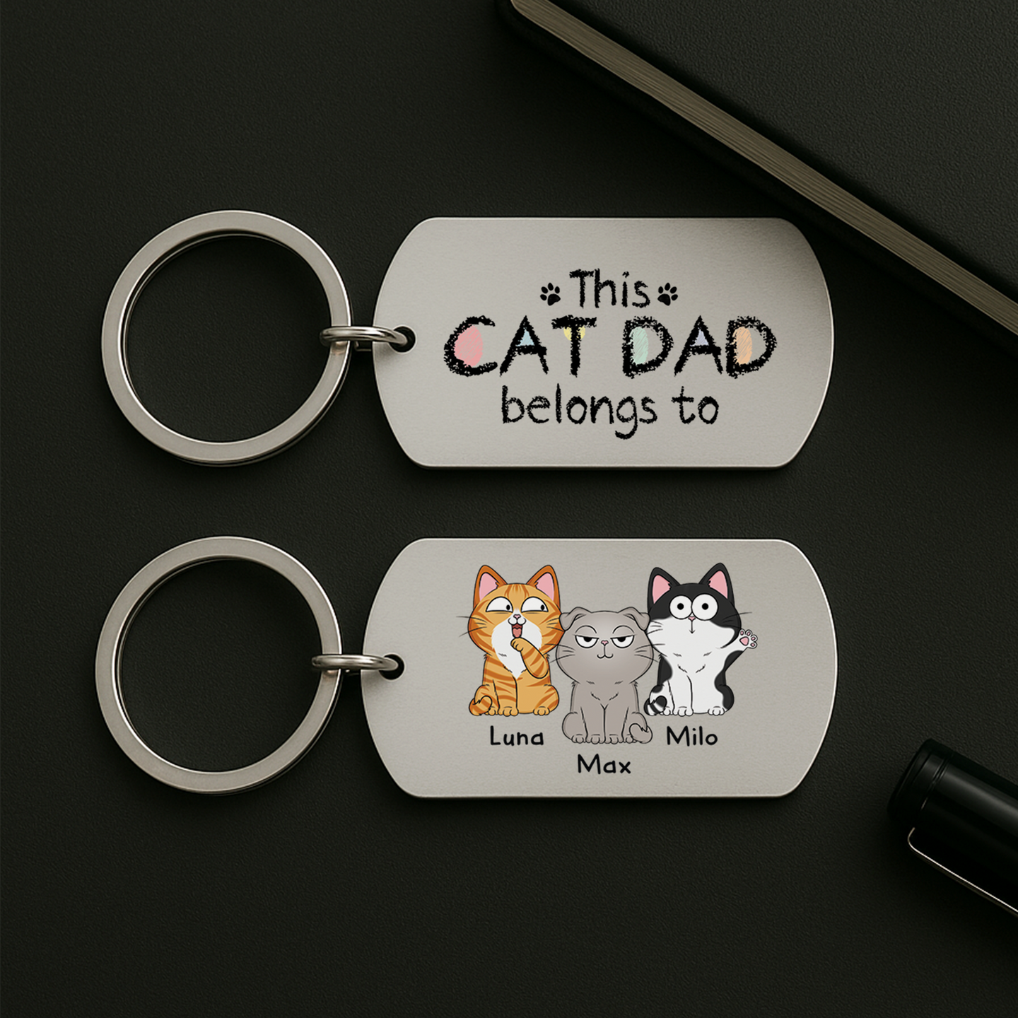 Personalized Cat Gifts for Humans - Cute Metal Cat Keychains - Personal ...