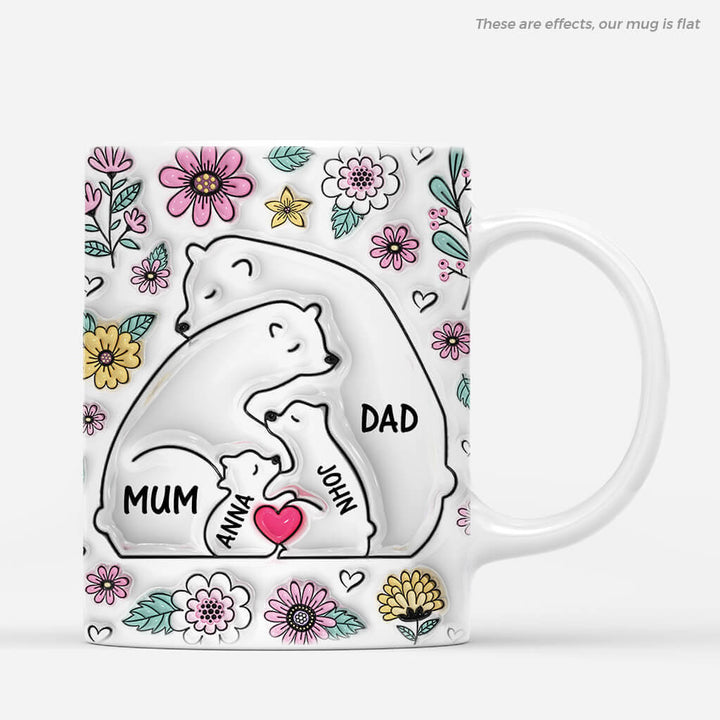 [3D Printing Effect] Bear Family Mugs - Family Personalized Gifts ...