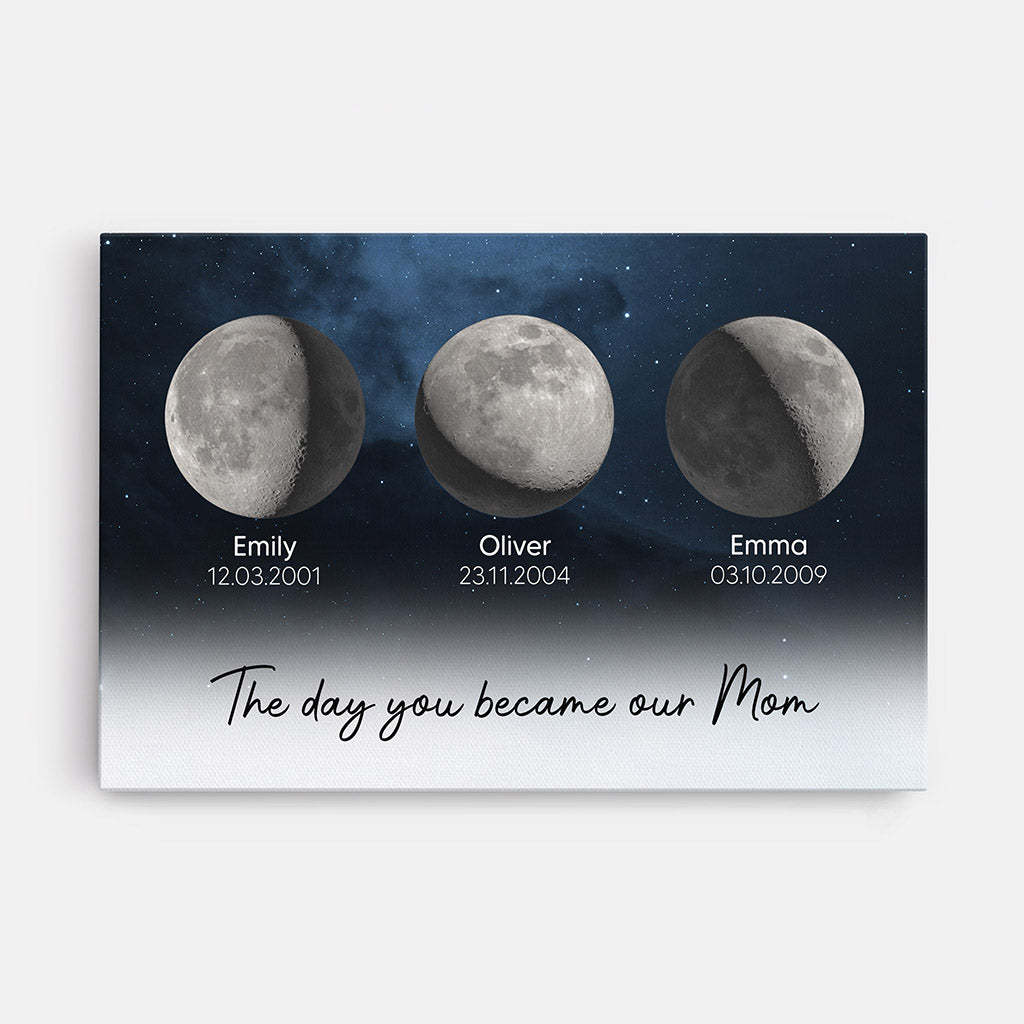 Custom Mom Gift - Moon Phases Canvas - The Day You Became My Mom ...