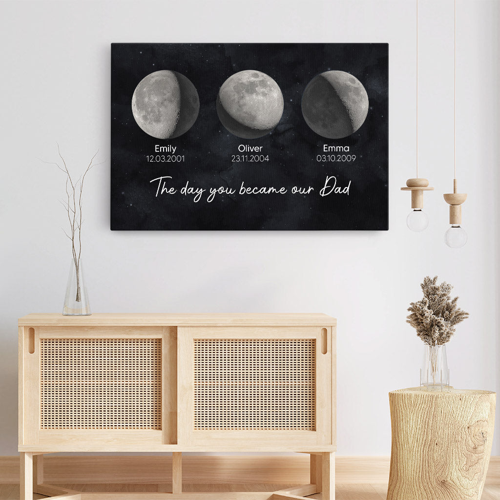 Custom Mom Gift - Moon Phases Canvas - The Day You Became My Mom ...