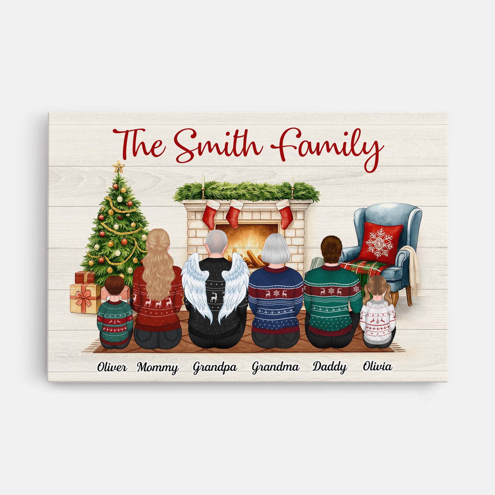 Personalized Christmas Gifts - Family Sitting Together Canvas ...