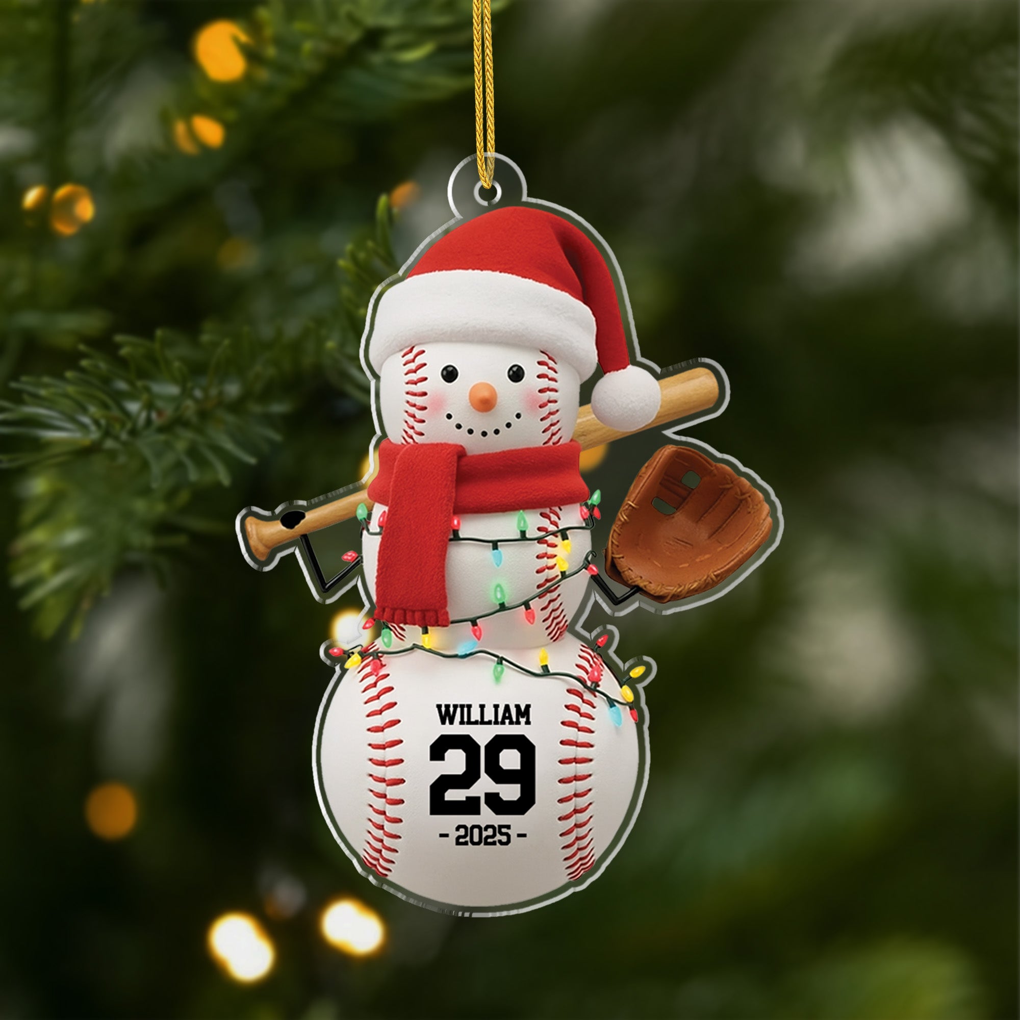 [3D Printing Effect] Baseball Snowman Ornament - Custom Acrylic Christ ...