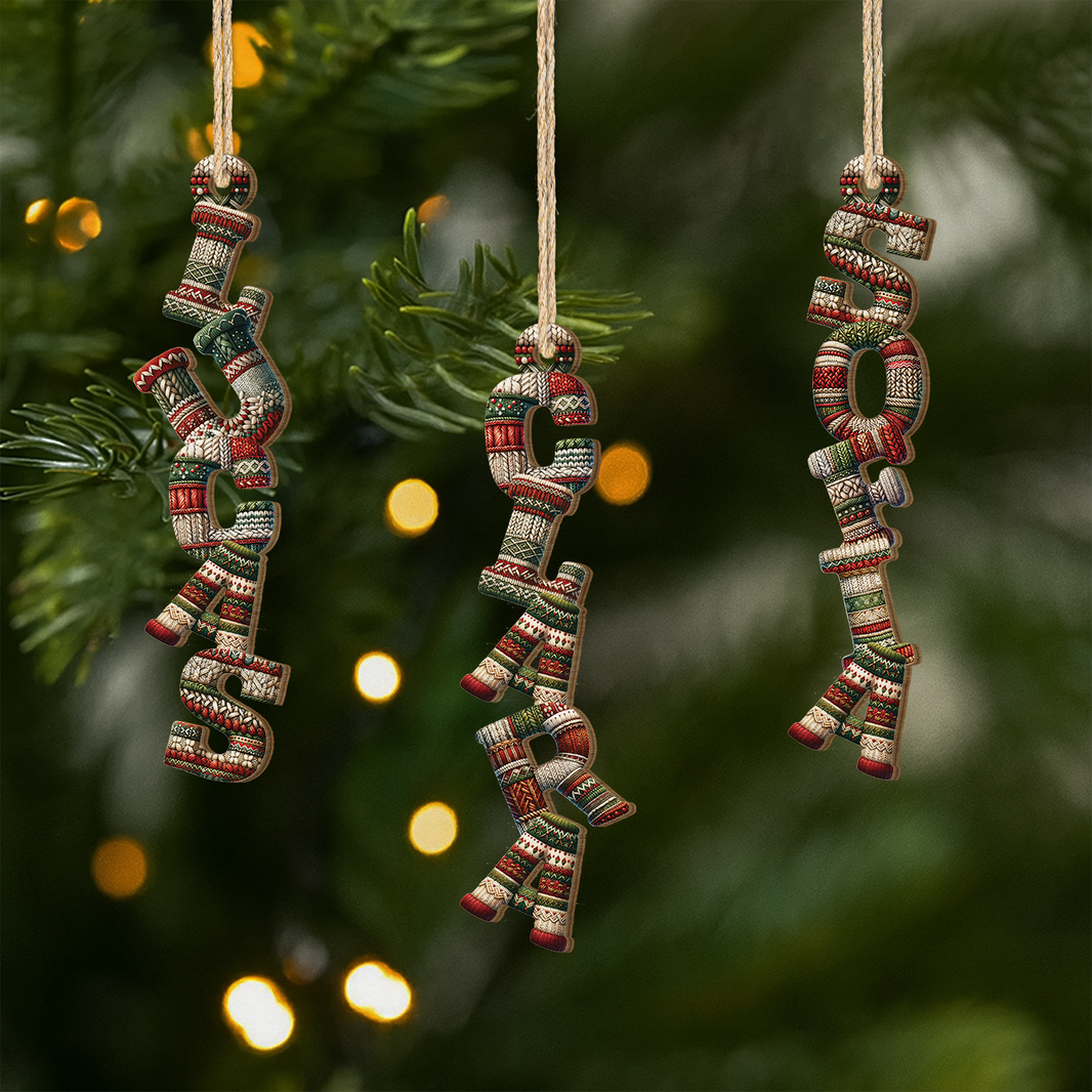 1 Layered Wooden Knitted Letter Ornaments - Personalized Gifts for Chr ...