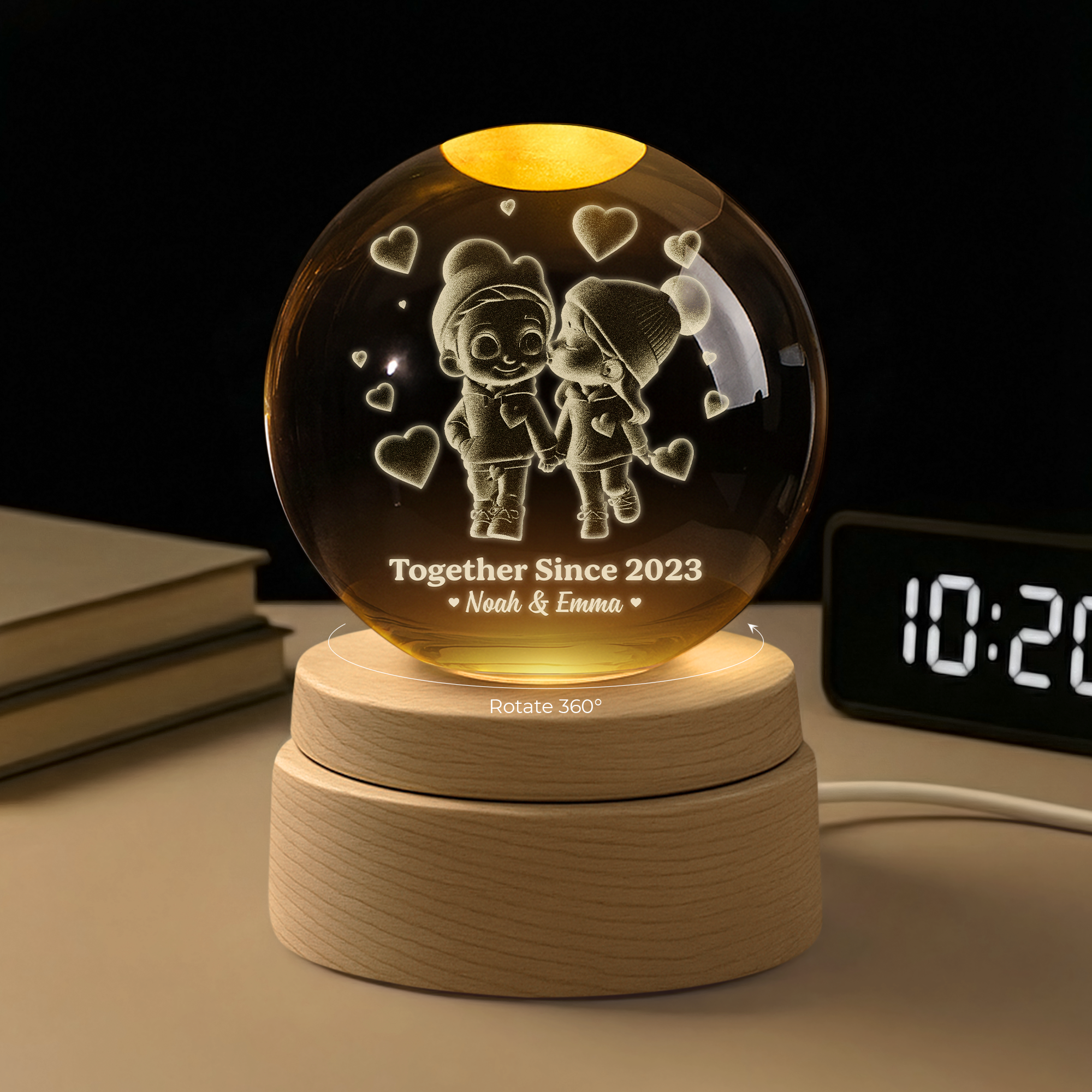 Custom 3D Crystal Ball Lamp - Anniversary Gifts for Couples - Personal Chic