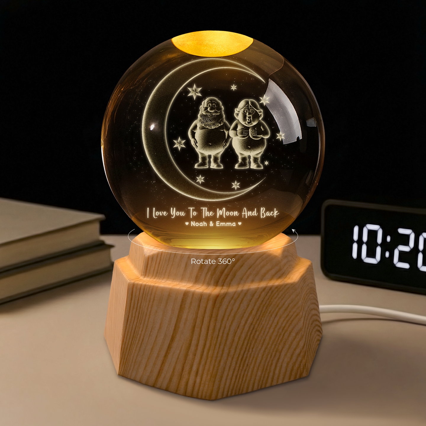 Moon 3D Crystal Ball Lamp - Personalized Gifts for Couples - Personal Chic
