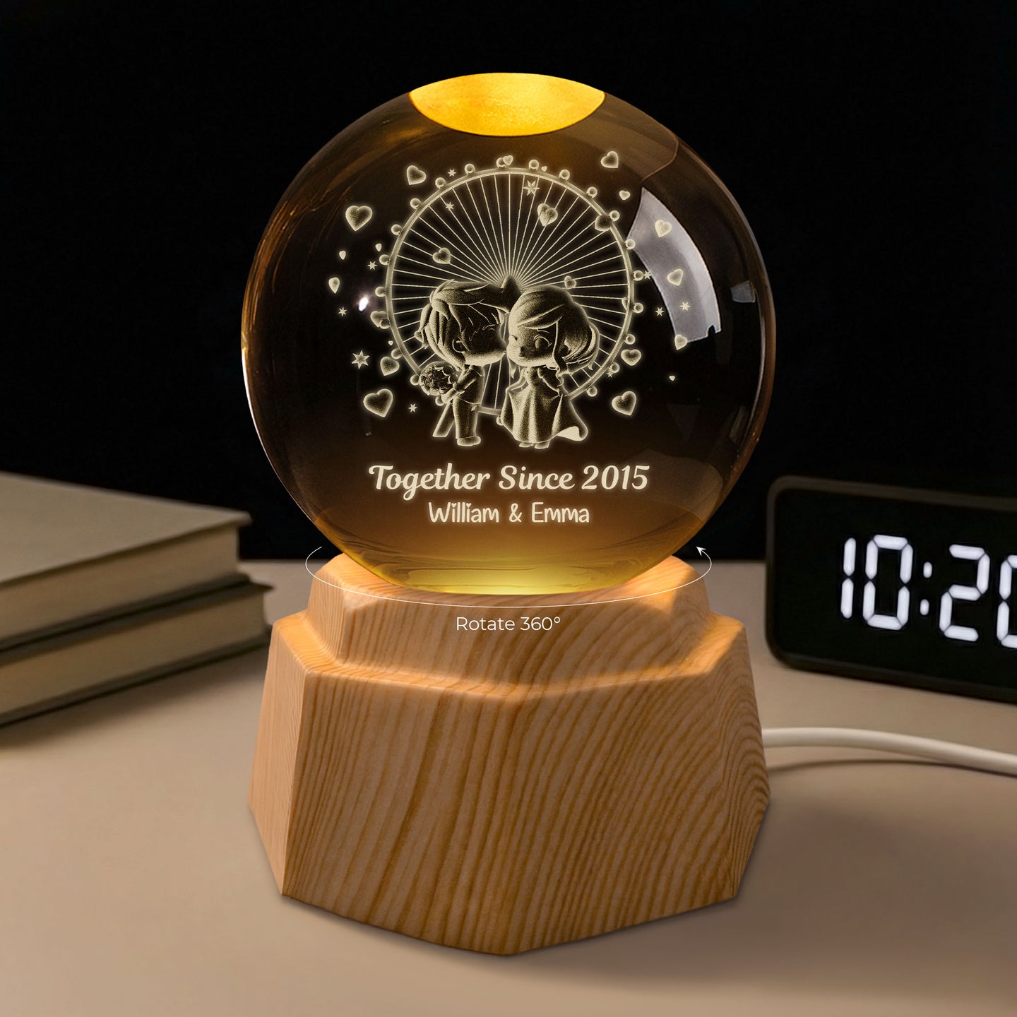 Ferris Wheel 3D Crystal Ball Lamp - Personalized Gifts for Couples ...