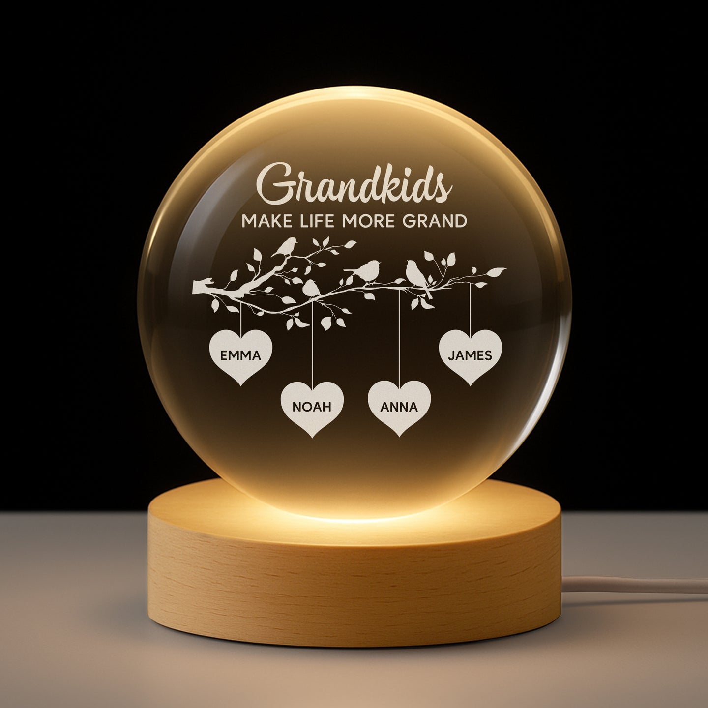 Grandkids Make Life More Grand Crystal Ball Lamp - Custom Gifts for Gr ...