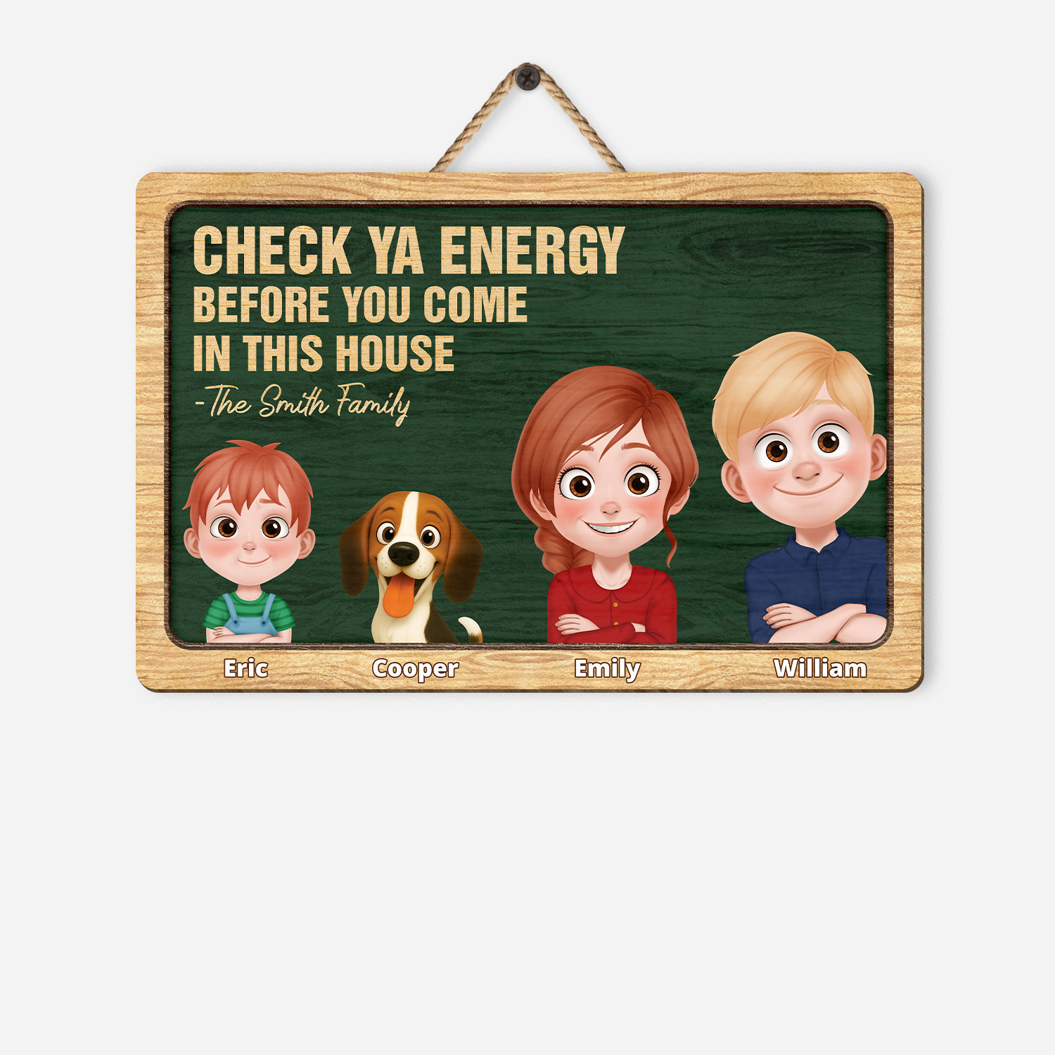 Wooden Check Ya Energy Sign - Custom Gifts for Family with Dog/Cat ...