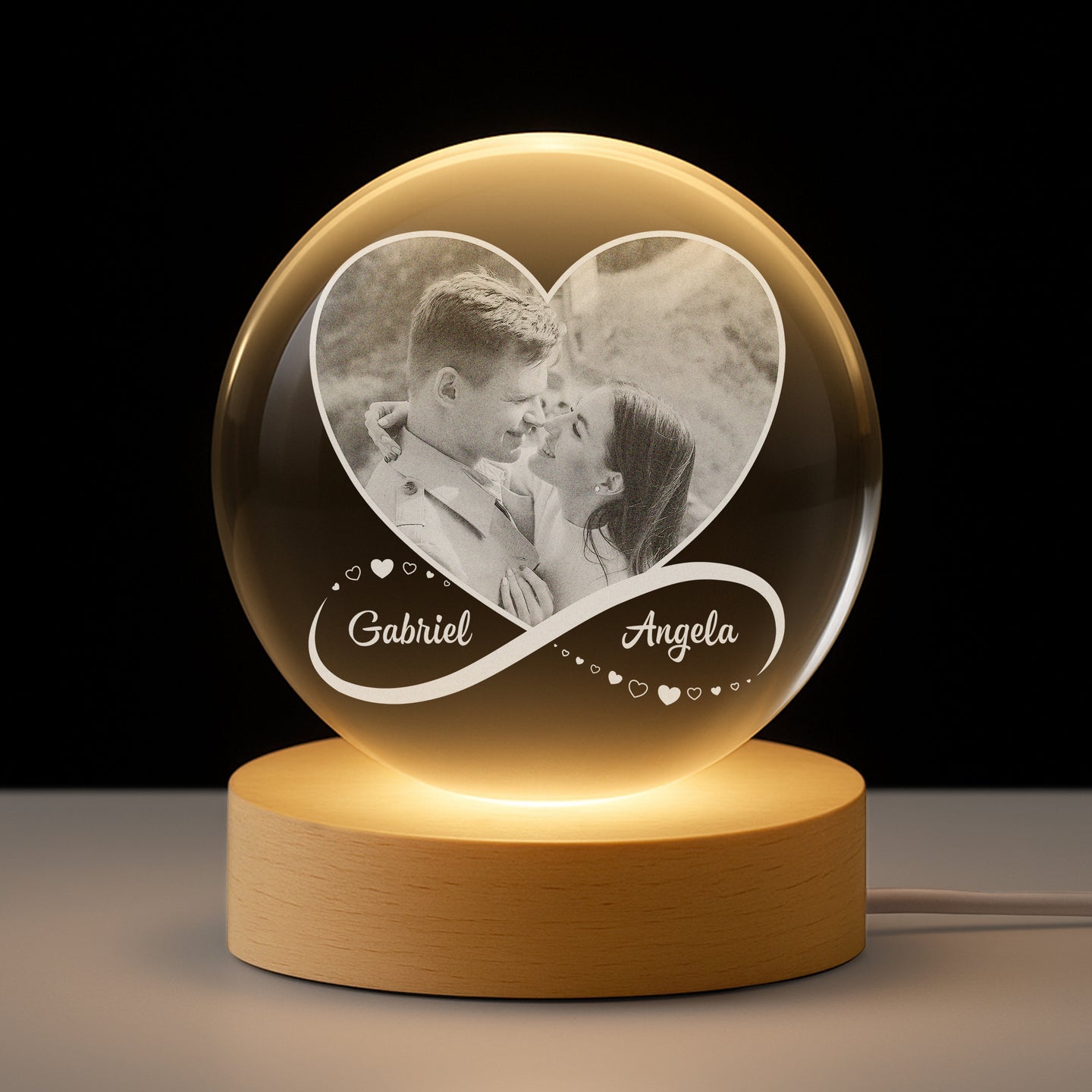 Personalized Crystal Ball Lamp - Photo Gifts for Couples - Personal Chic